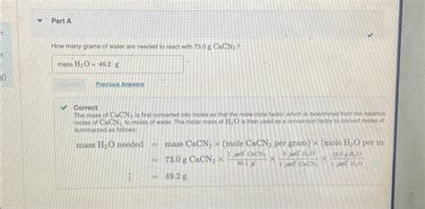 Solved Part C How Many Grams Of Caco3 Form If 159 G Water