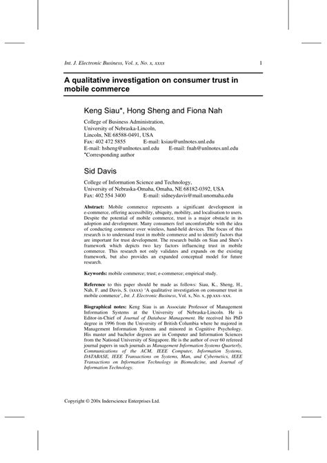 Pdf A Qualitative Investigation On Consumer Trust In Mobile Commerce