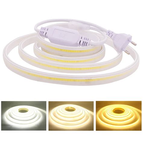 220v Cob Led 스트립 빛 Ip67 방수 야외 Fob Led 리본 288led 고밀도 선형 빛 유연한 Led 테이프 홈