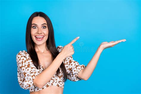 Photo Of Charming Excited Cute Girl Wear Trendy Flowers Print Clothes