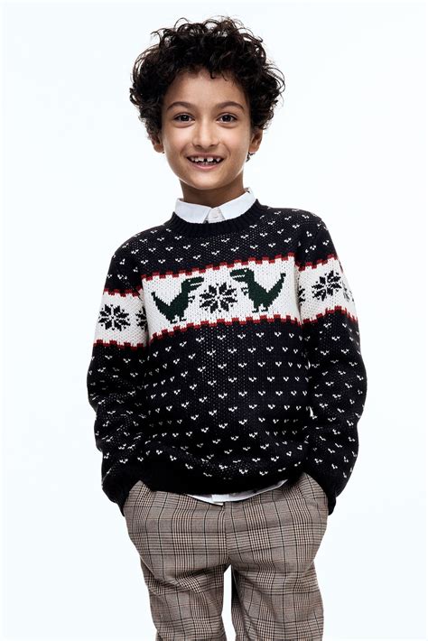 Пуловер с жакардова плетка МорскосинДинозаври ДЕЦА Handm Bg