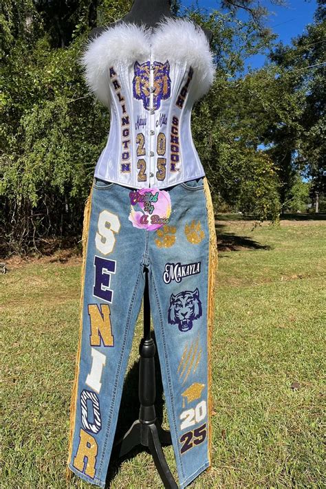 Custom Senior 2026 Corset And Jeans Set Etsy