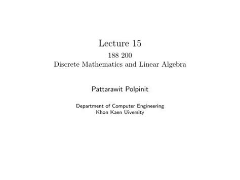 Lecture 15 188 200 Discrete Mathematics And Linear Algebra