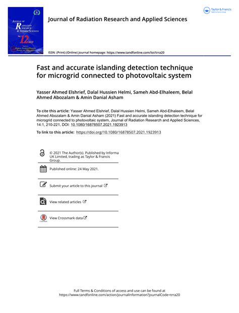 Pdf Fast And Accurate Islanding Detection Technique For Microgrid