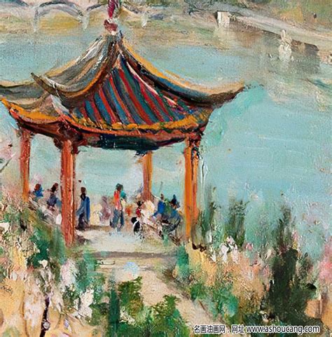 林达川油画作品 富春江风光 高清下载 名画油画网