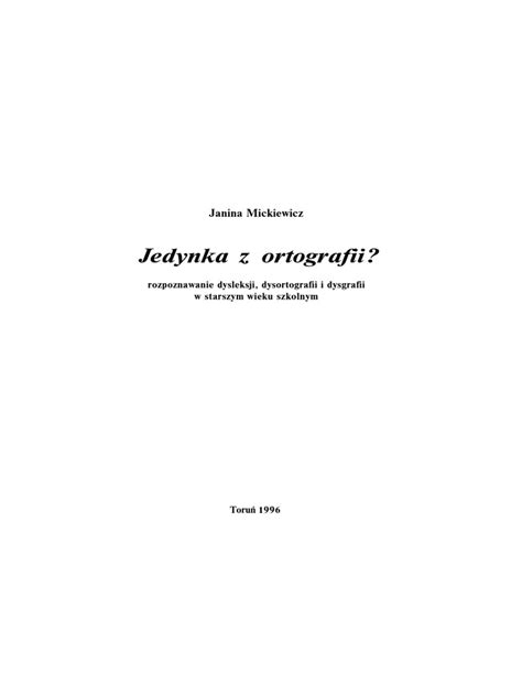 Mickiewicz Jedynka Z Ortografii Pdf