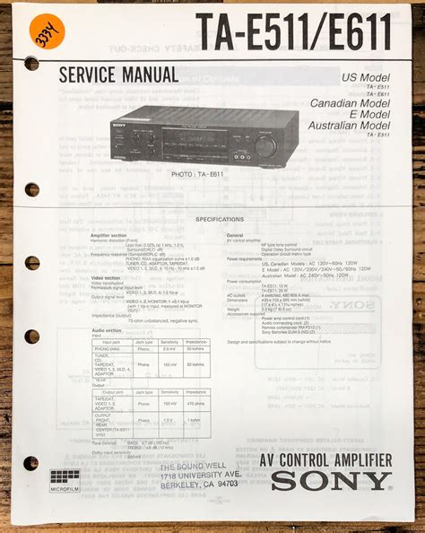 Amplifier Service Manual Original Vintage Audio Store Vintage