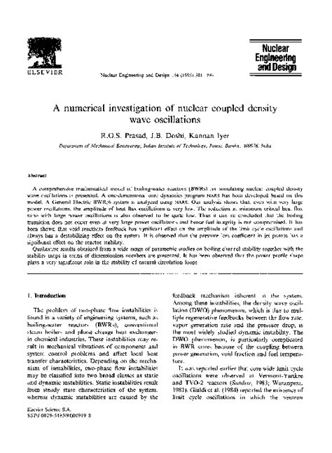 Pdf A Numerical Investigation Of Nuclear Coupled Density Wave