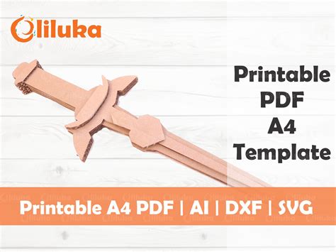 sword pdf printable pattern cardboard sword laser cut plywood sword