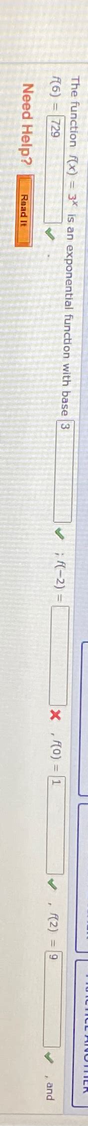 solved the function f x 3x ﻿is an exponential function with