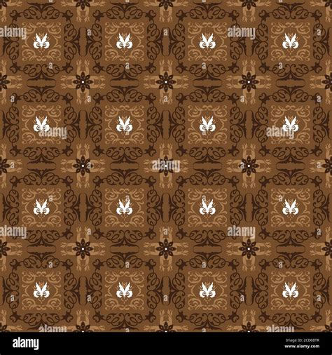 Unique Pattern Motif In Indonesian Batik Style With The Dark Brown