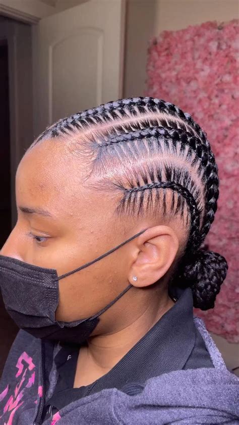 Stitch Braid Bun Feed In Braids Stitch Braids Braids Feed In Braid