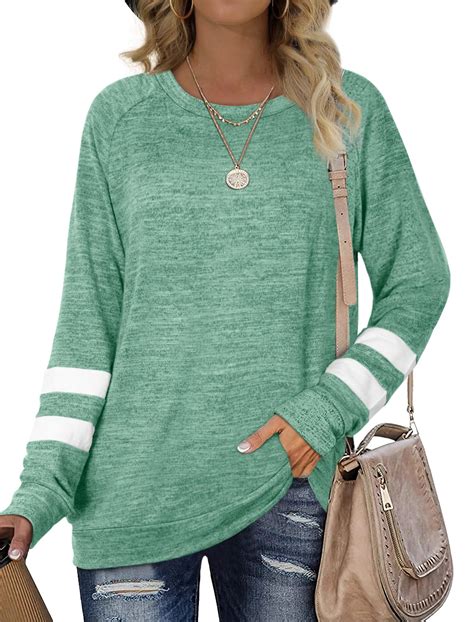 Fantaslook Womens Long Sleeve Tops Crewneck Sweatshirts Casual Color