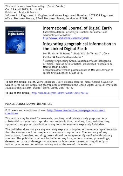 Pdf Integrating Geographical Information In The Linked Digital Earth