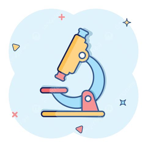 Comicstyle Microscope Icon With Biology Splash Effect Enlarge Lab Comic