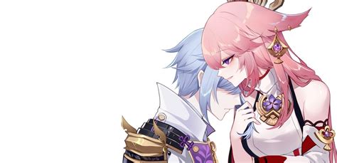 Yae Miko And Kamisato Ayato Genshin Impact Drawn By Sheya Danbooru