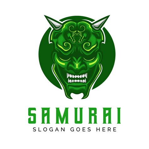 Ronin Samurai Mask Angry Face Logo Icon Symbol Vintage Template