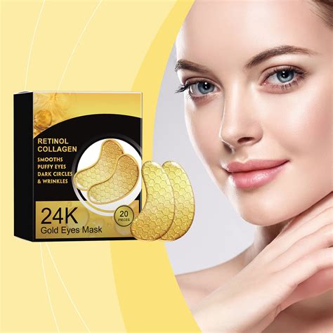 Linjieee 20 Pairs Of Ageing Golden Eye Pads Collagen Hydrogel Gel Eye Pads Reduce Dark Under Eye
