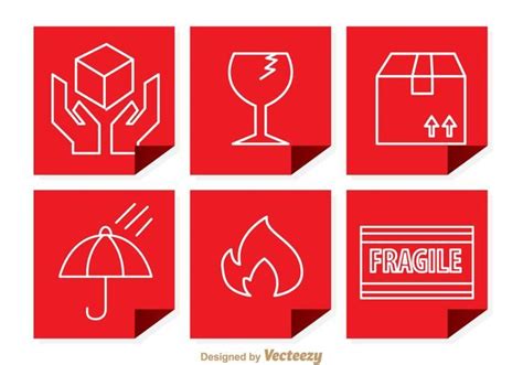 Download Fragile Red Square Sticker For Free Vector Art Stickers