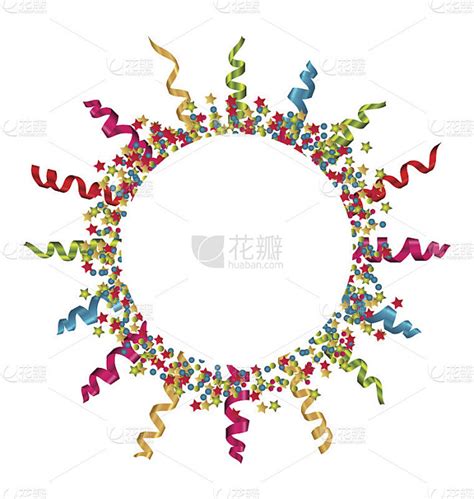圆形框架由五彩纸制成，蛇纹石和五彩纸屑，