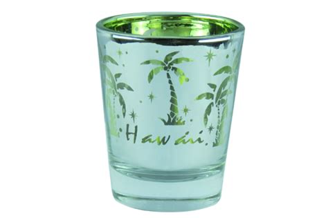 Palm Tree Hawaii Metallic Shot Glass Tropical Souvenir