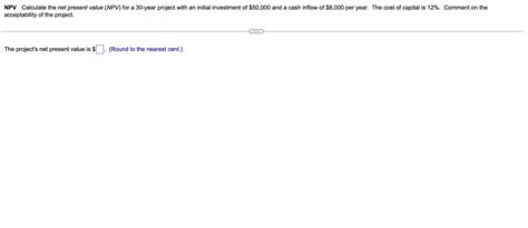 Solved NPV Calculate The Net Present Value NPV For A 30 Chegg Com