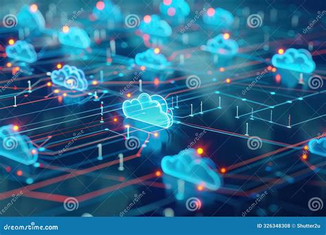 A Graphic Interface Showing A Cloud Computing Network With Nodes And