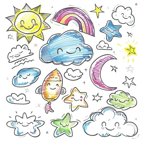 Illustration Of A Cute Sky Scribble Icons Generative Ai Premium Ai