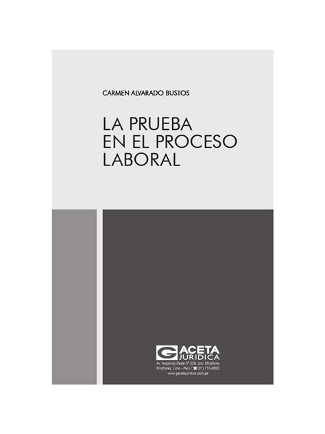 La Prueba En El Proceso Laboral Pdf Evidencia Ley Debido Al Proceso