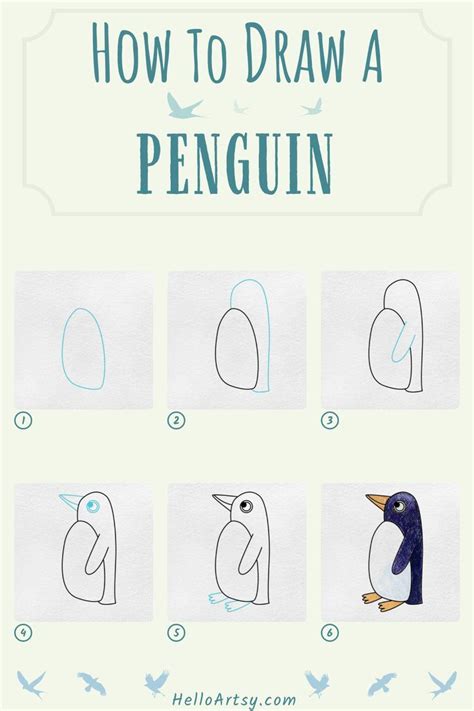 How To Draw A Penguin Learn To Draw In 6 Easy Steps Bird Drawing