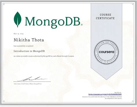 Im Officially Mongodb Certified Nikitha Thota Posted On The Topic Linkedin