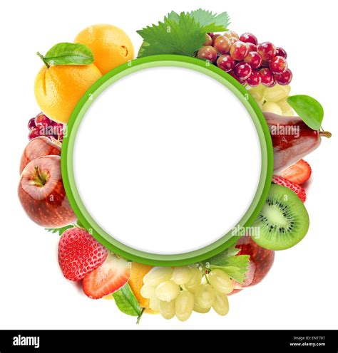 Healthy Organic Vegetables And Fruits On A White Background Art Border