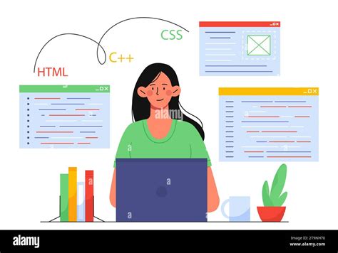 Woman With Code Vector Concept Stock Vector Image And Art Alamy