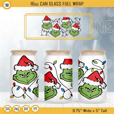 Christmas Vibes Libbey Can Glass 16 Oz Svg Christmas Tree Can Glass Wrap Svg Png Dxf Eps