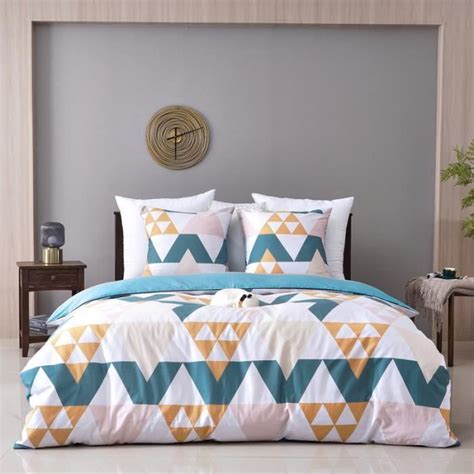 Topfinel Housse de Couette Bleu Foncé 200x200cm 2 Taies d oreillers