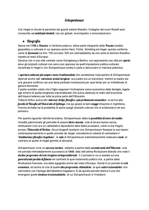 Appunti Schopenhauer Completi Superiori Liceo Classico Docsity