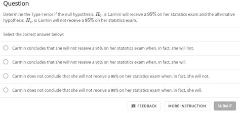 Solved Question Determine The Type I Error If The Null Chegg