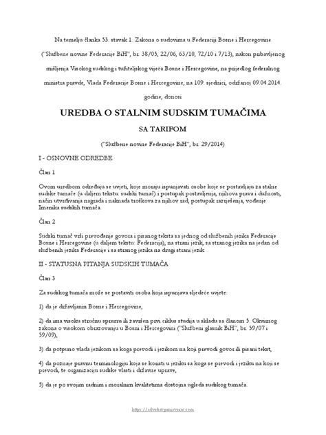 Uredba O Stalnim Sudskim Tumacima Fbih Pdf
