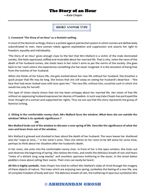 The Story Of An Hour Pdf