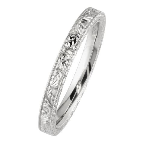 Scroll Pattern Hand Engraved Wedding Ring London Victorian Ring Uk