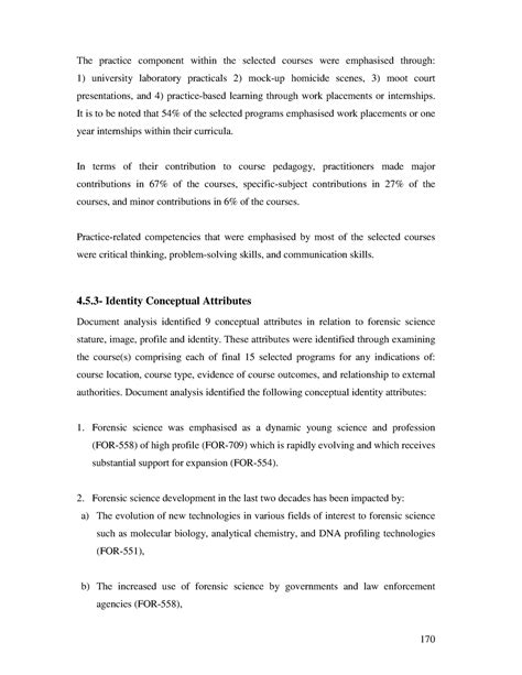 Forensic Science 44 Notes 170 The Practice Component Within The Selected Courses Were