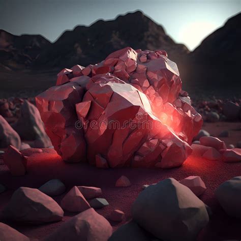 Magical Mineral Ruby Green Gemstone Glowing Garnet Stock Illustration