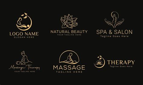Download Set Of Spa Element Hand Drawn Logo With Body And Leaves Logo For Spa And Beauty Salon