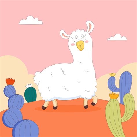 Free Vector Hand Drawn Cartoon Alpaca Illustration