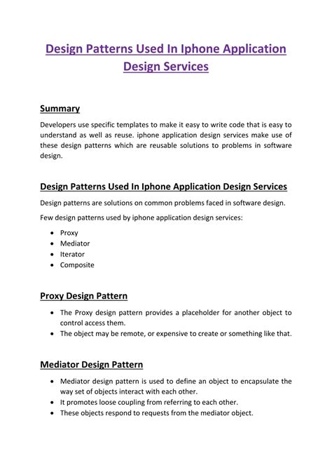 PPT Design Patterns Used In Iphone Application Design Services PowerPoint Presentation ID