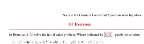 Solved Section 8 7 Constant Coefficient Equations With