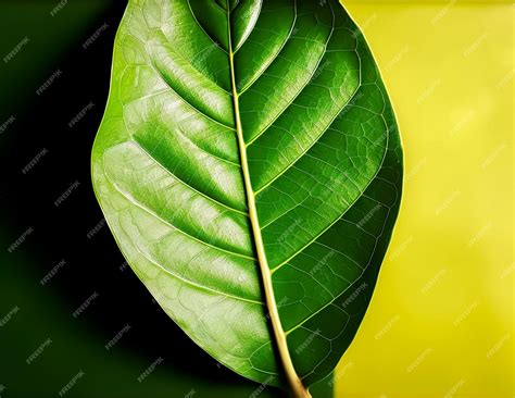 Premium Ai Image Close Up Textured Green Leaf Generative Ai
