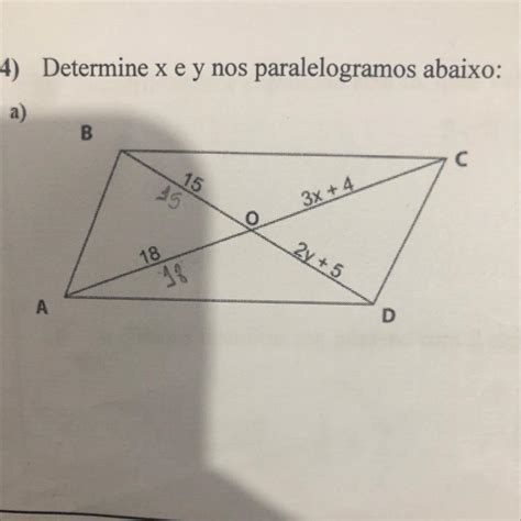 4 Determine X E Y Nos Paralelogramos Abaixo Brainly Br