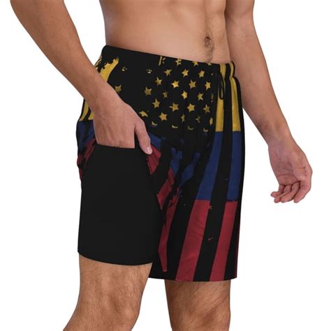 Mens America Venezuelan Flag Swim Trunks With Compression Liner