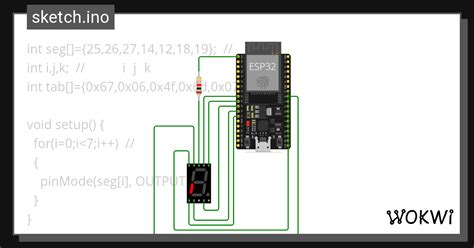 03 18 七段顯示器 座號單數顯示13579 Wokwi ESP32 STM32 Arduino Simulator